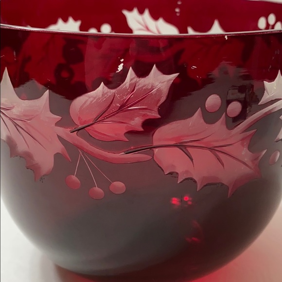 Teleflora | Holiday | Vintage Teleflora Etched Glass Ruby Red Bowl ...